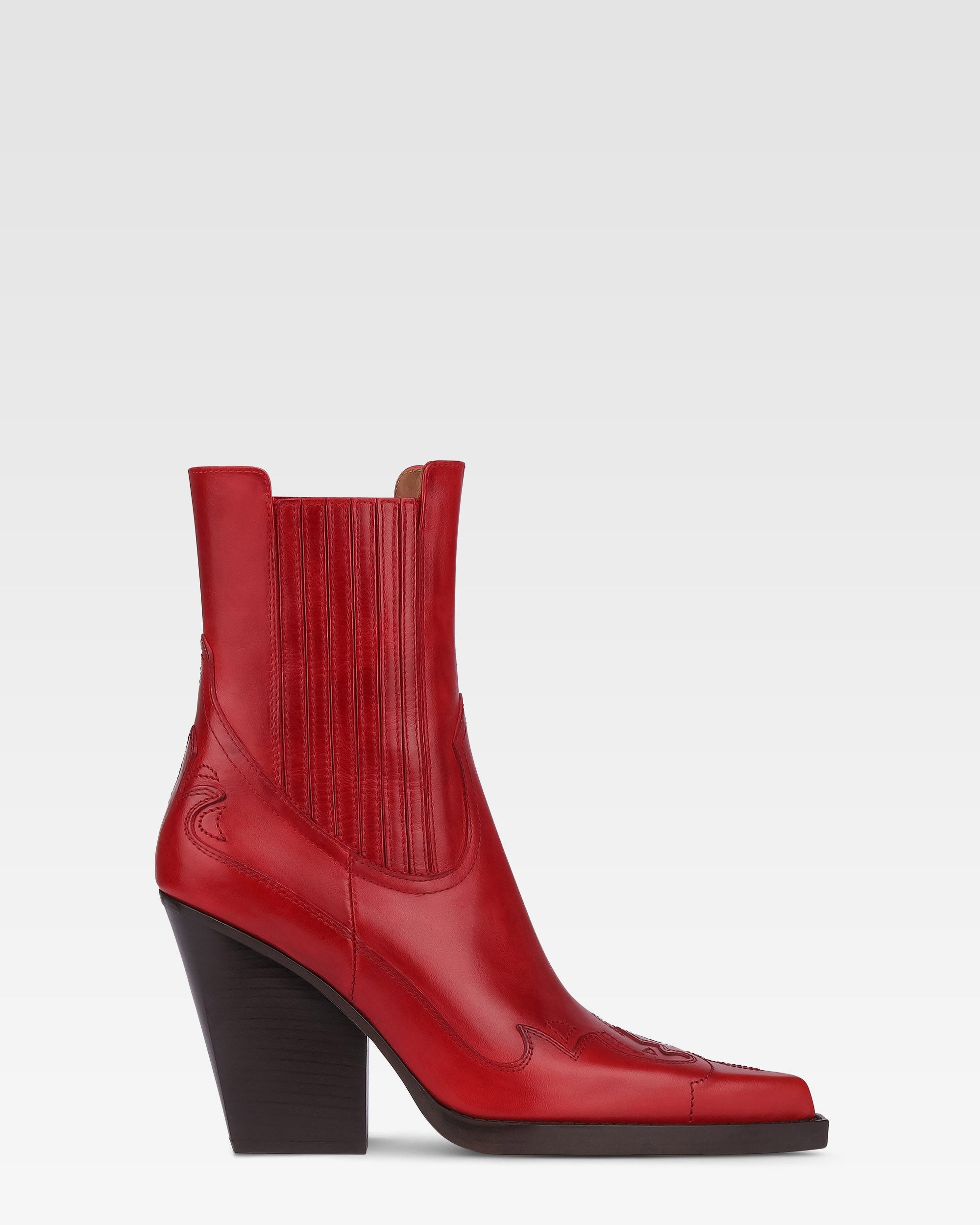 Ankle boots in ruby vintage-effect calf leather - Paris Texas